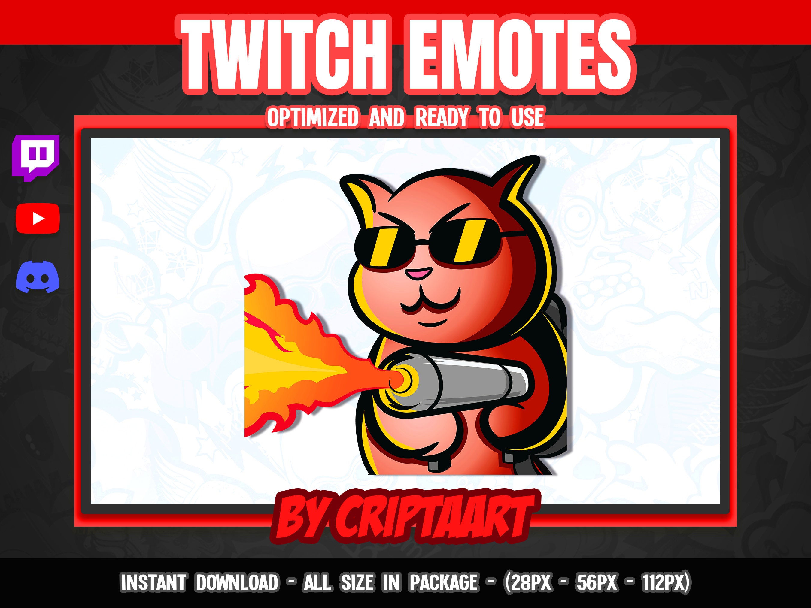 Cat With Flamethrower Twitch Emote, Fire, Cute Cat, Flamethrower Sub ...