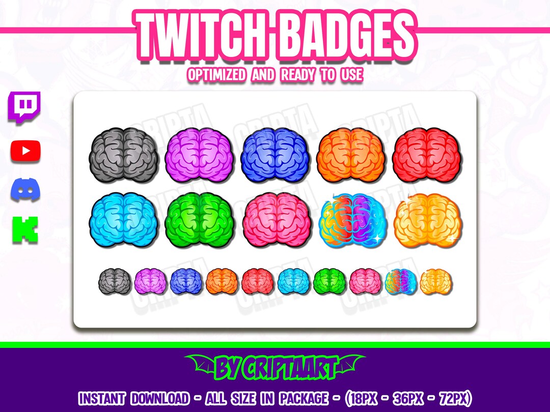 Brain Twitch Badges - Creepy, Science Aesthetic Designs for Streamers ...