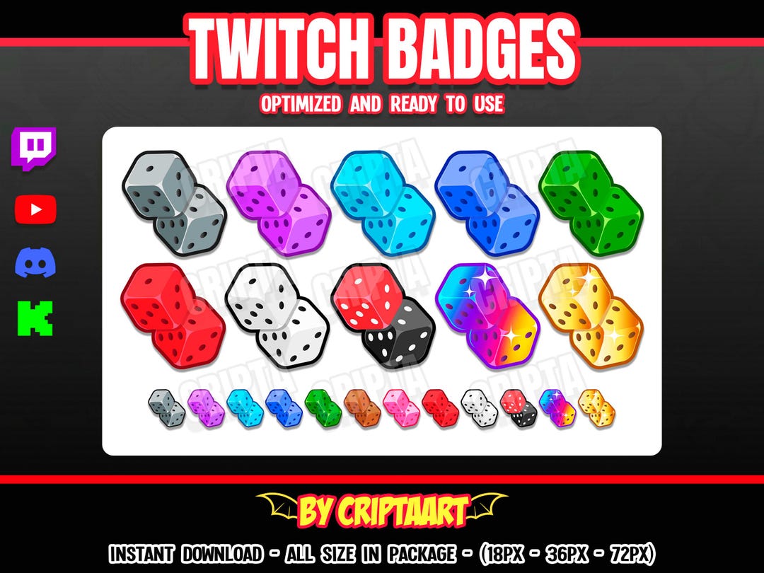Dice Twitch Badges, Casino Bit Badge, Channel Points, Subcribers ...