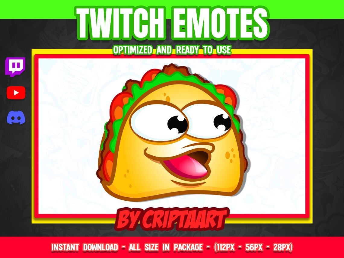 Taco Pog Twitch Emote, Pogger Meme Emoji, Funny Food Icons, Kawaii ...