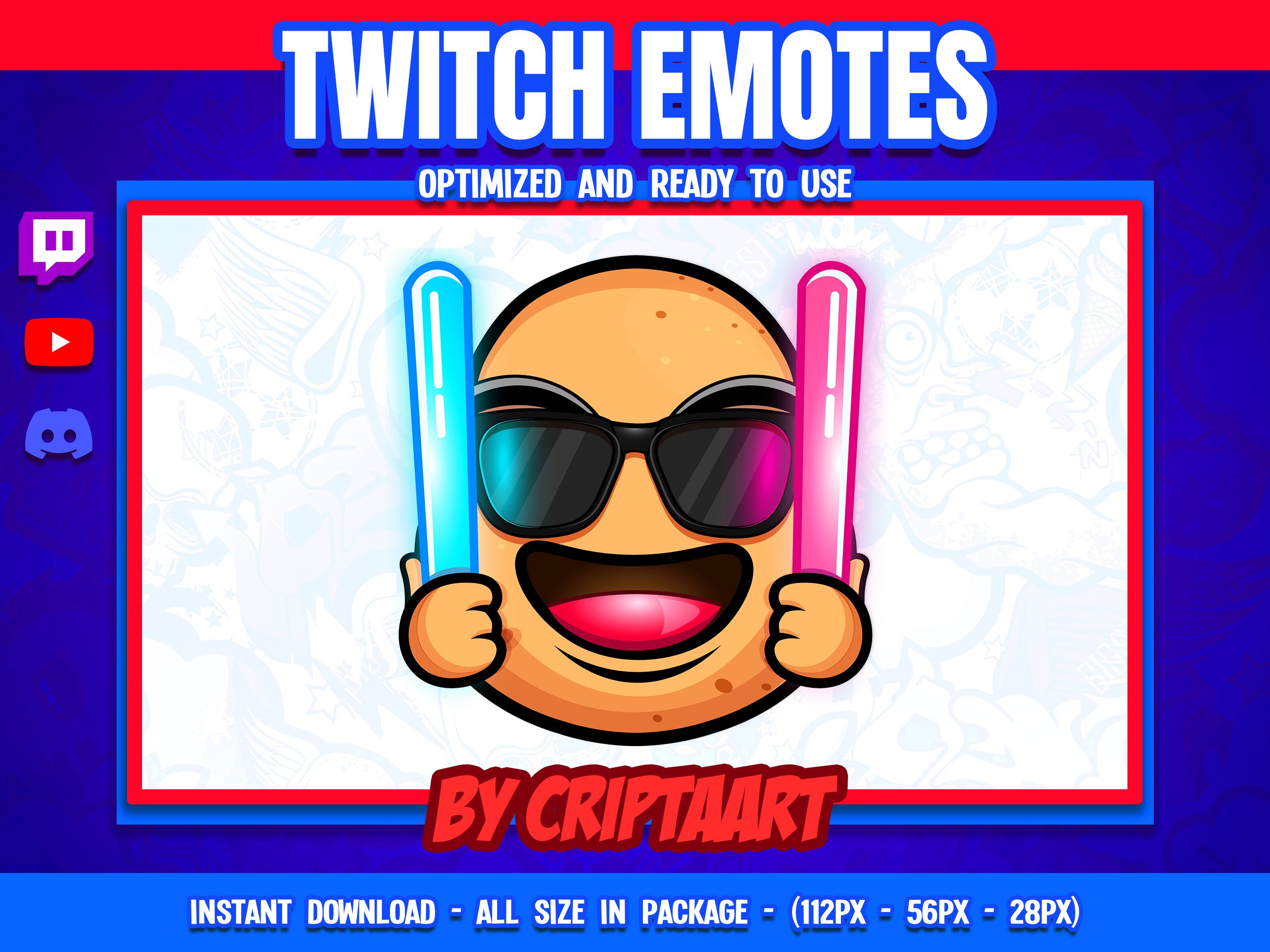Potato Glowsticks Twitch Emote, Yam Dancing Emoji, Disco Jam Party ...