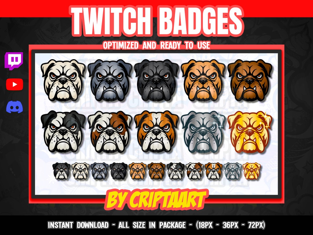 Bulldog Twitch Badges, Dog Bit Badge, Pet Twitch Channel, Cheers ...