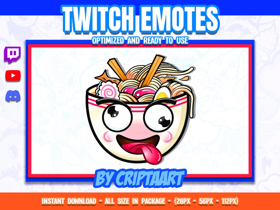 Ramen Dumb Twitch Emote, Funny Derp Ramen Emoji, Mocking, Otaku Food ...
