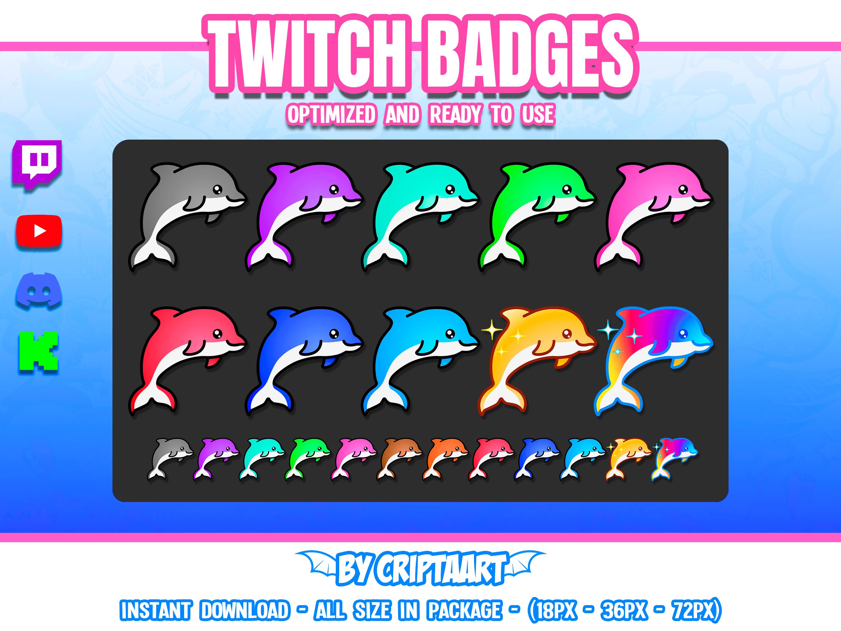 Dolphin Twitch Badges, Sea, Cozy Cheers, Subscribers / Streamer ...