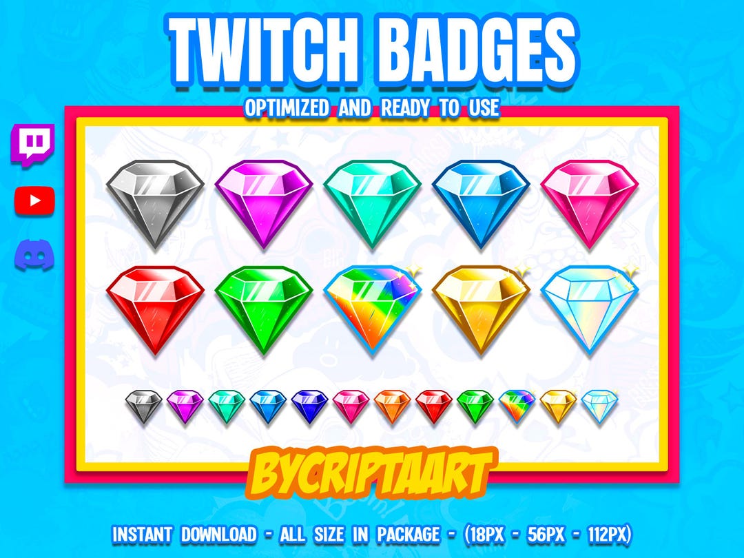 Diamond Twitch Badges, Jewelry Bit Badges, Slots, Cheers, Subscribers ...
