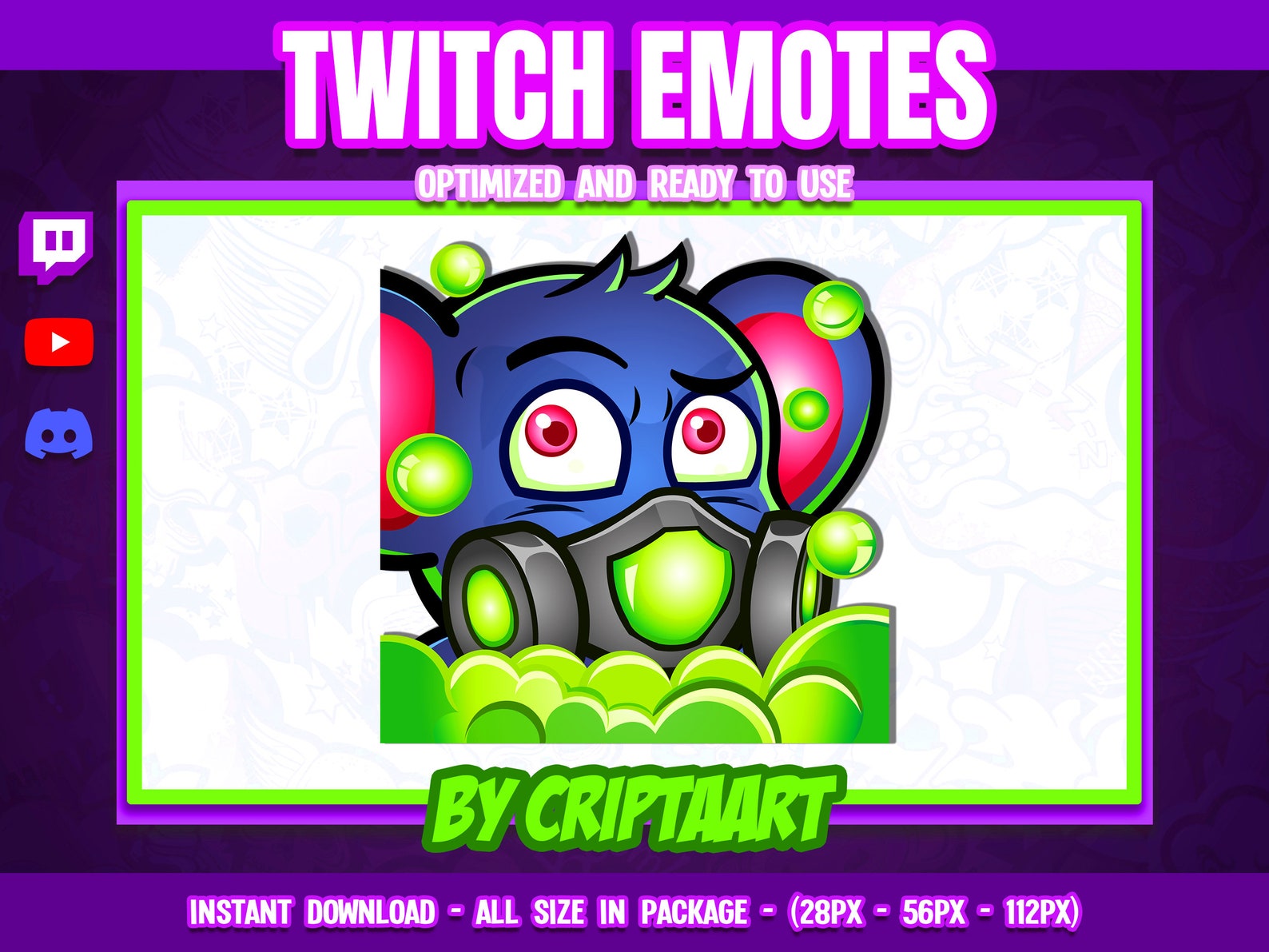 Rat Toxic Twitch Emote, Mouse Gas Mask Emoji, Cute Rage, Animals for ...