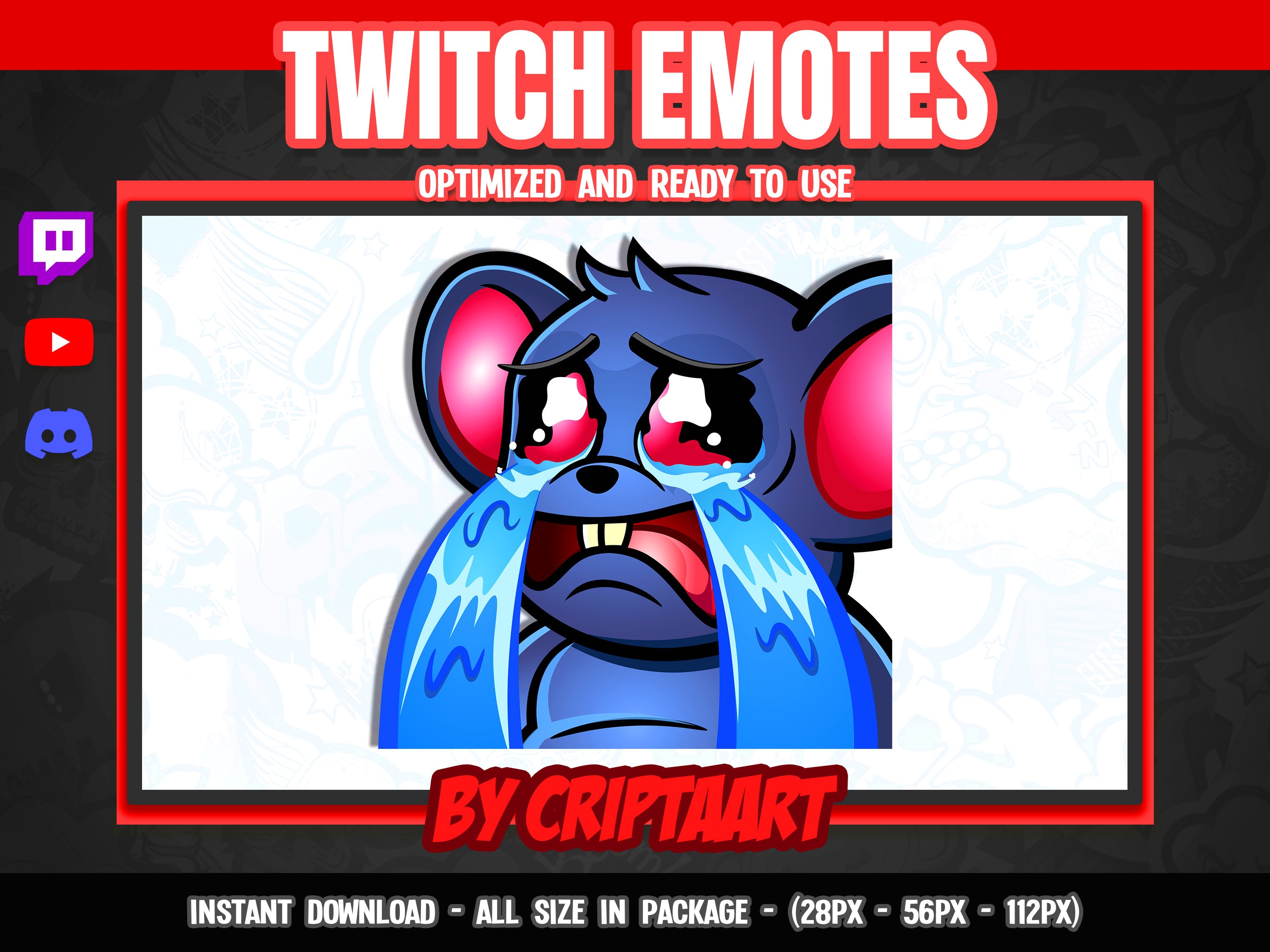 Mouse Crying Twitch Emote, Sad Rat Sub Emoji, Cute Animals for Stream ...