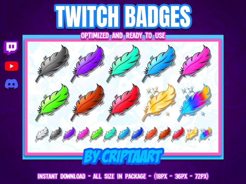 Feather Twitch Badges, Bird Bit Badges, Phoenix, Cute, Kawaii Graphics ...