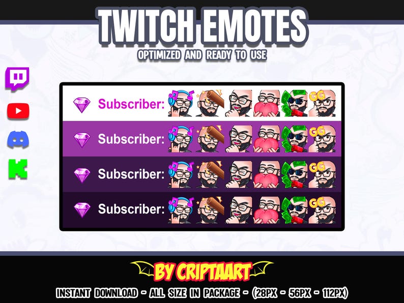 Beard and Glasses Twitch Emotes, Bald Guy Mega Pack, Funny Emojis ...