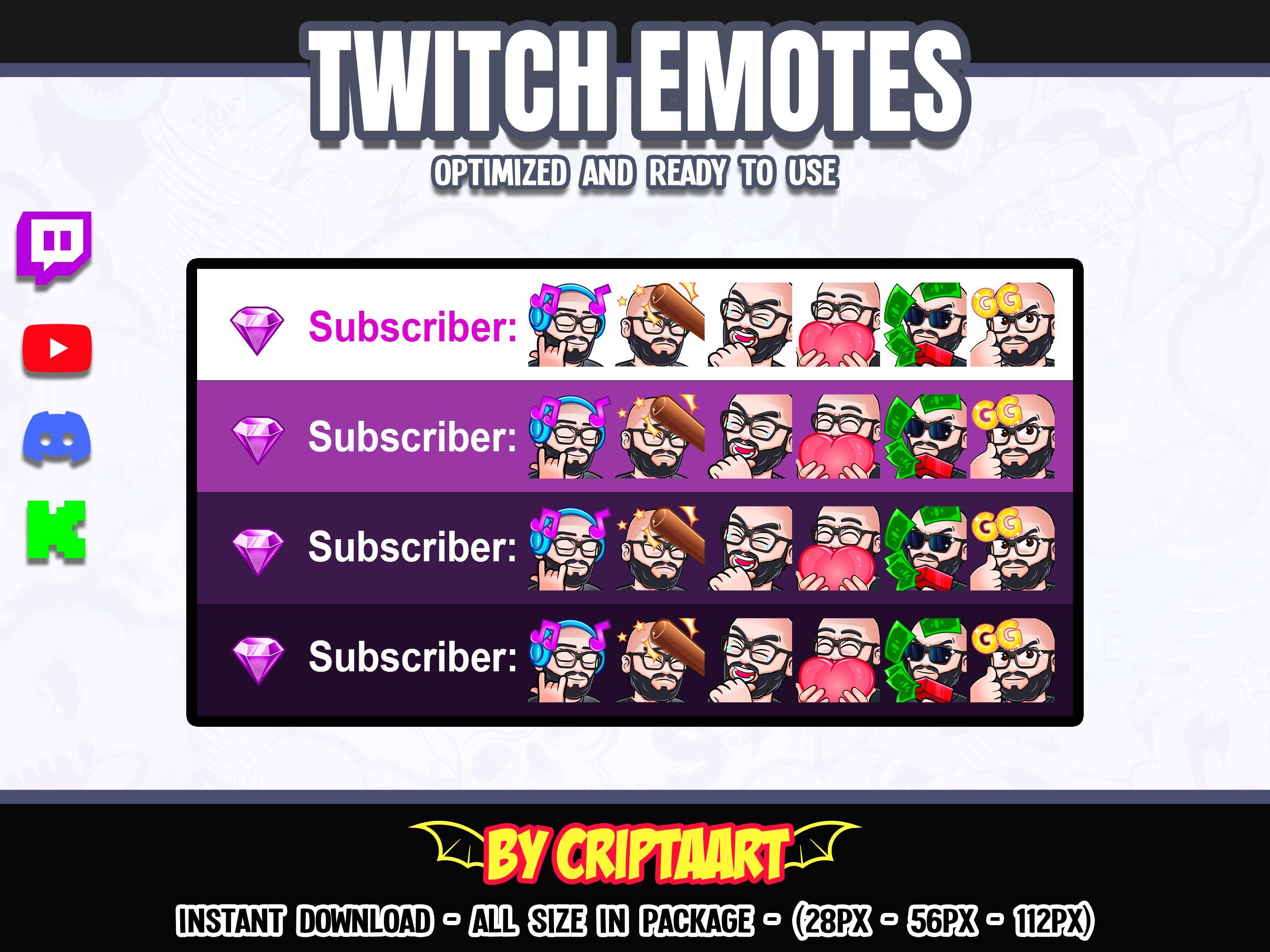 Beard and Glasses Twitch Emotes, Bald Guy Mega Pack, Funny Emojis ...