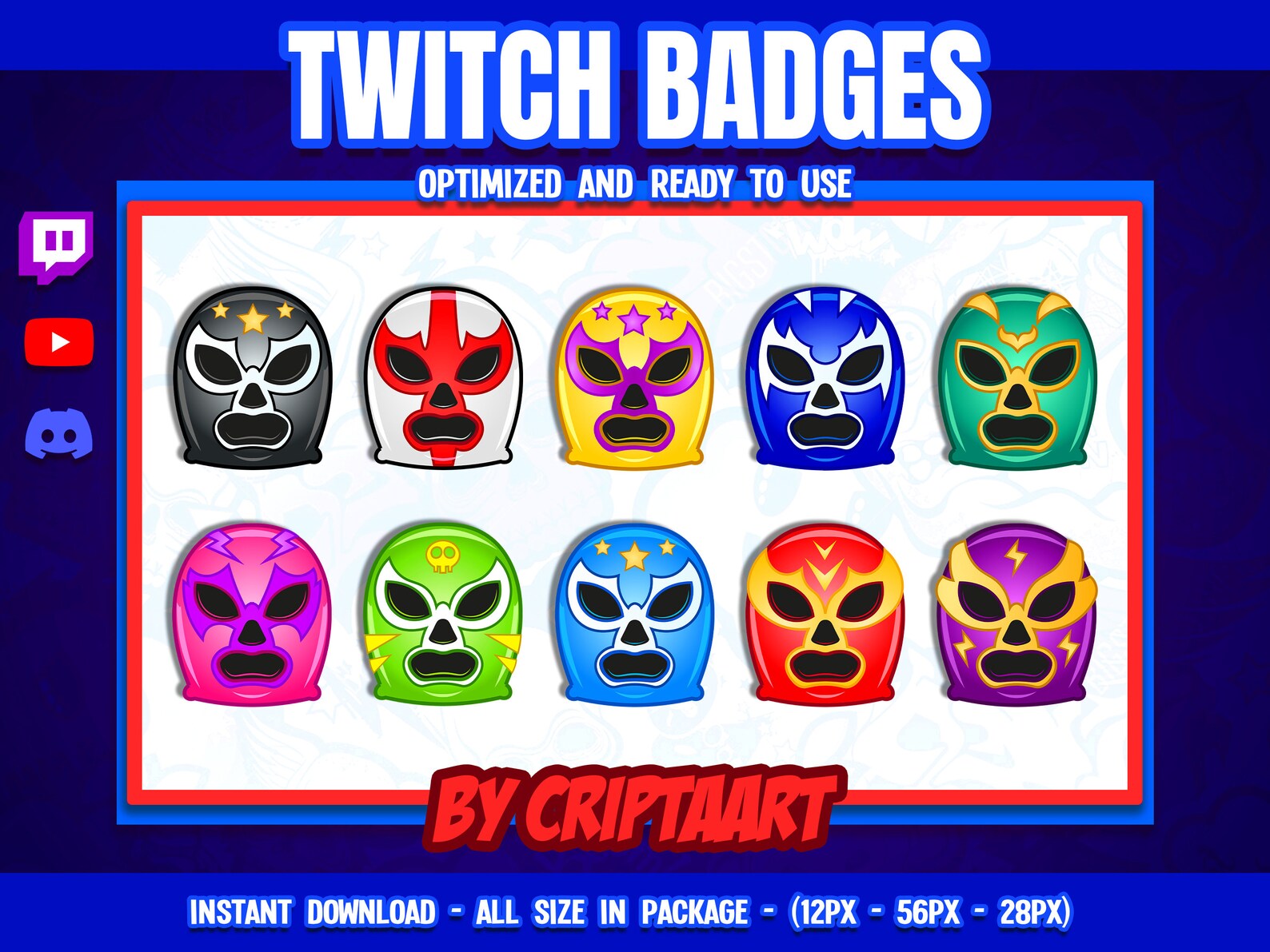 Twitch Badges / Masks Wrestle / Sports / Wrestling / Subscriber Badges ...