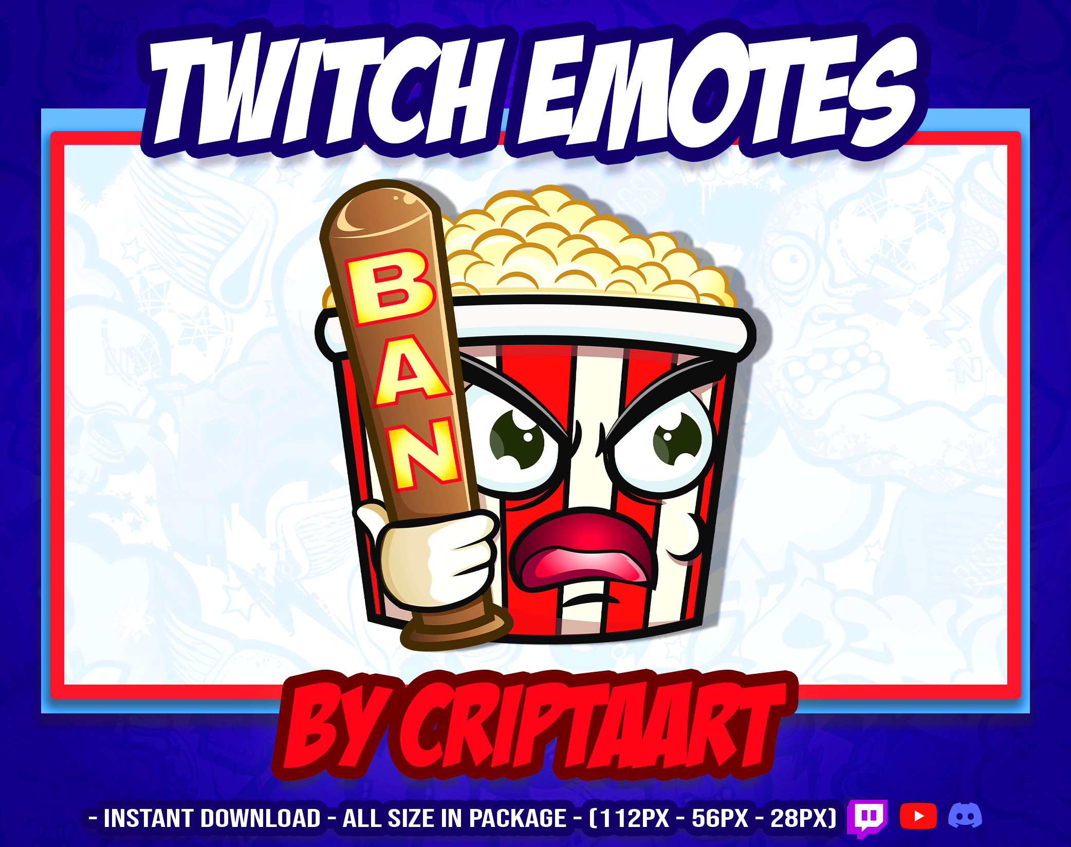 Twitch Emote Popcorn Food Ban Streaming Cute Smiley - Etsy