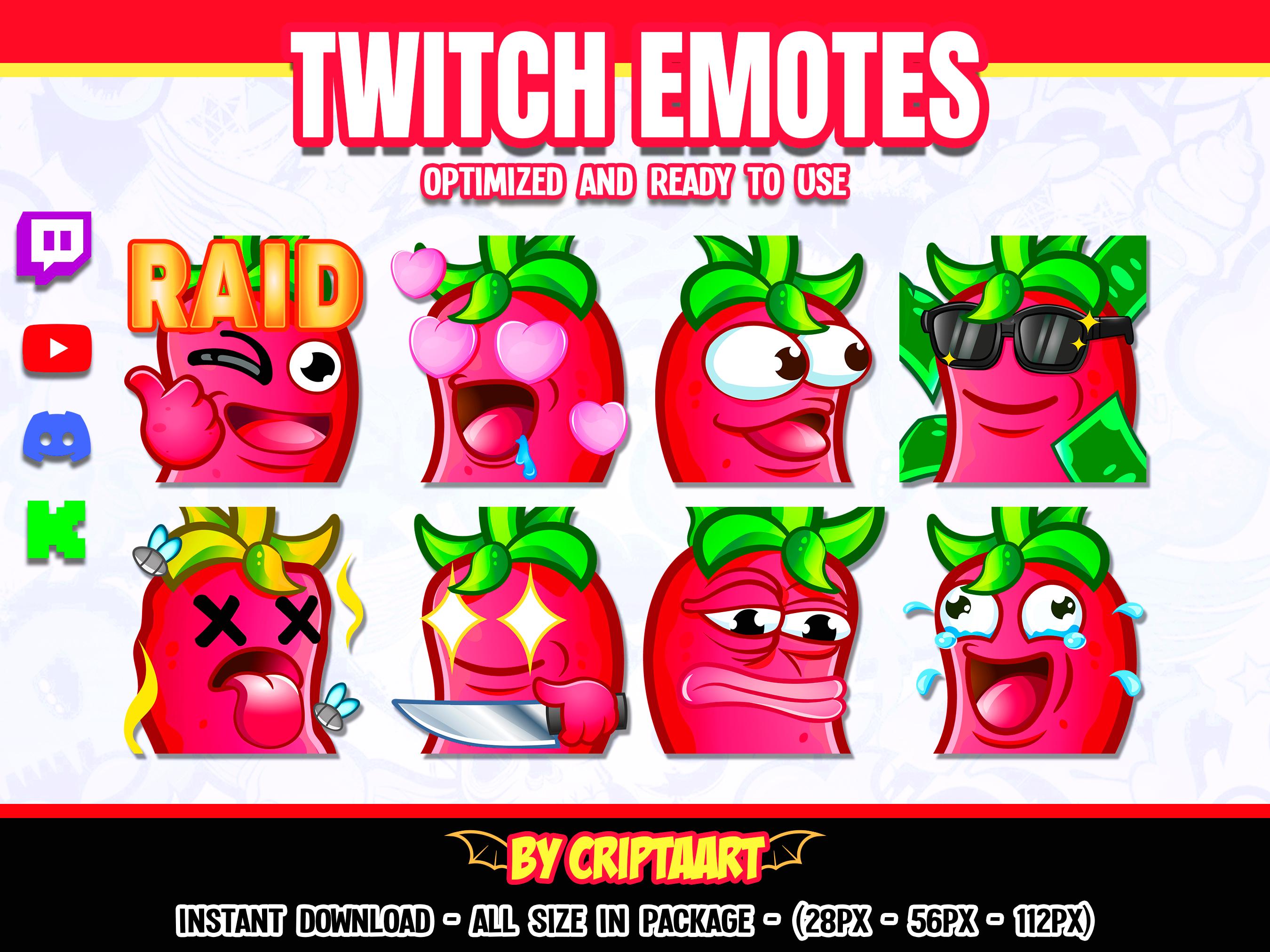 Twitch Emotes Pack, Chilli, Channel Points Spicy / Stream Graphics ...