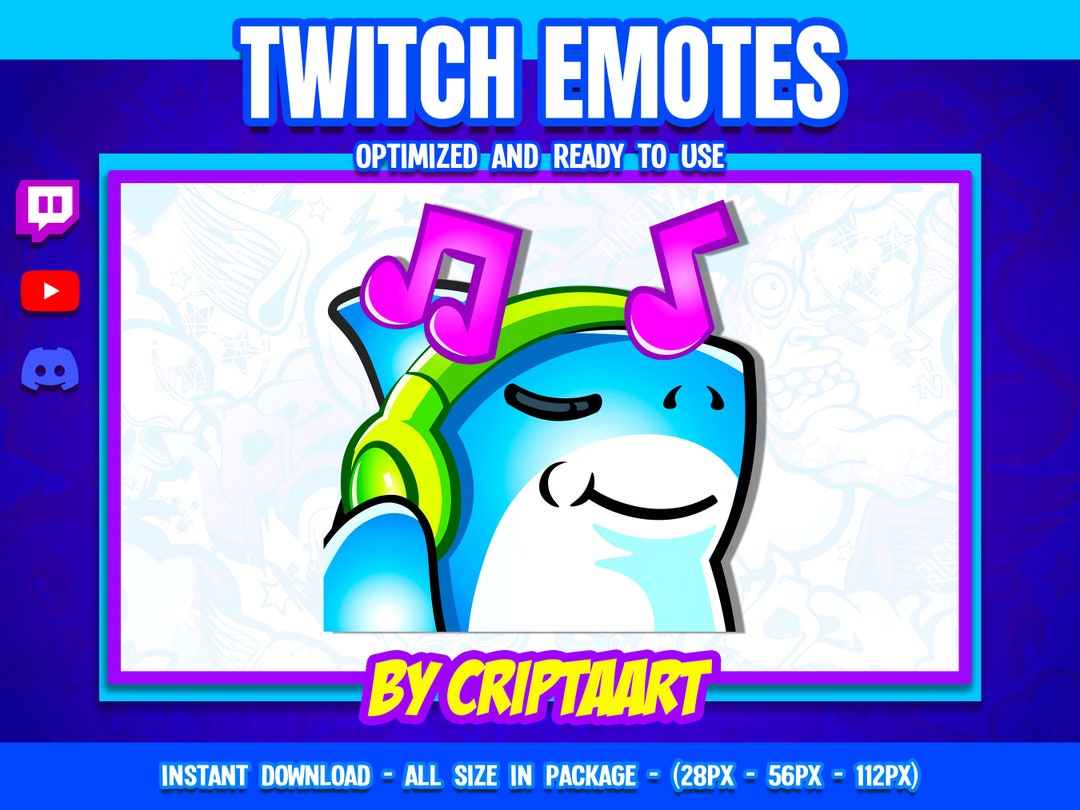 Shark DJ Twitch Emote, Disco Jam, Music, Channel Points/stream, Youtube ...