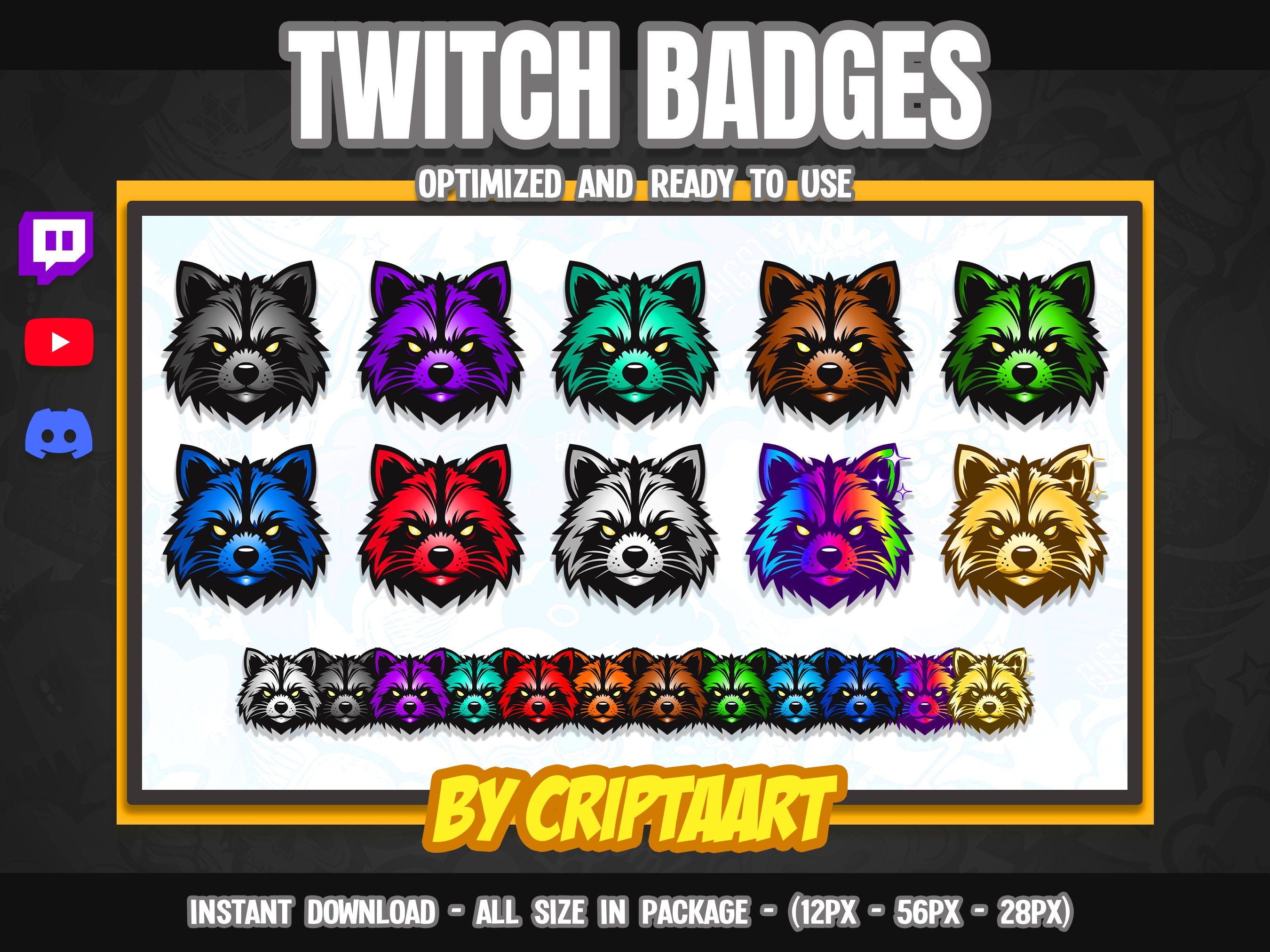 Racoon Twitch Sub Badges, Bit Badges for Streamers, Animals Cheer ...