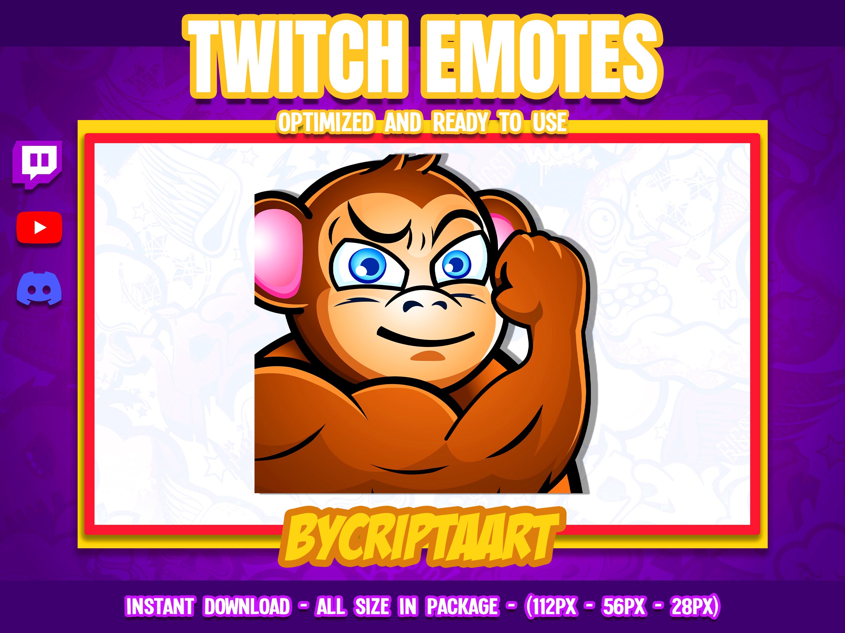 Muscular Bicep Flex Twitch Emote, Strong Buff Emoji, Power Up, Icon for ...