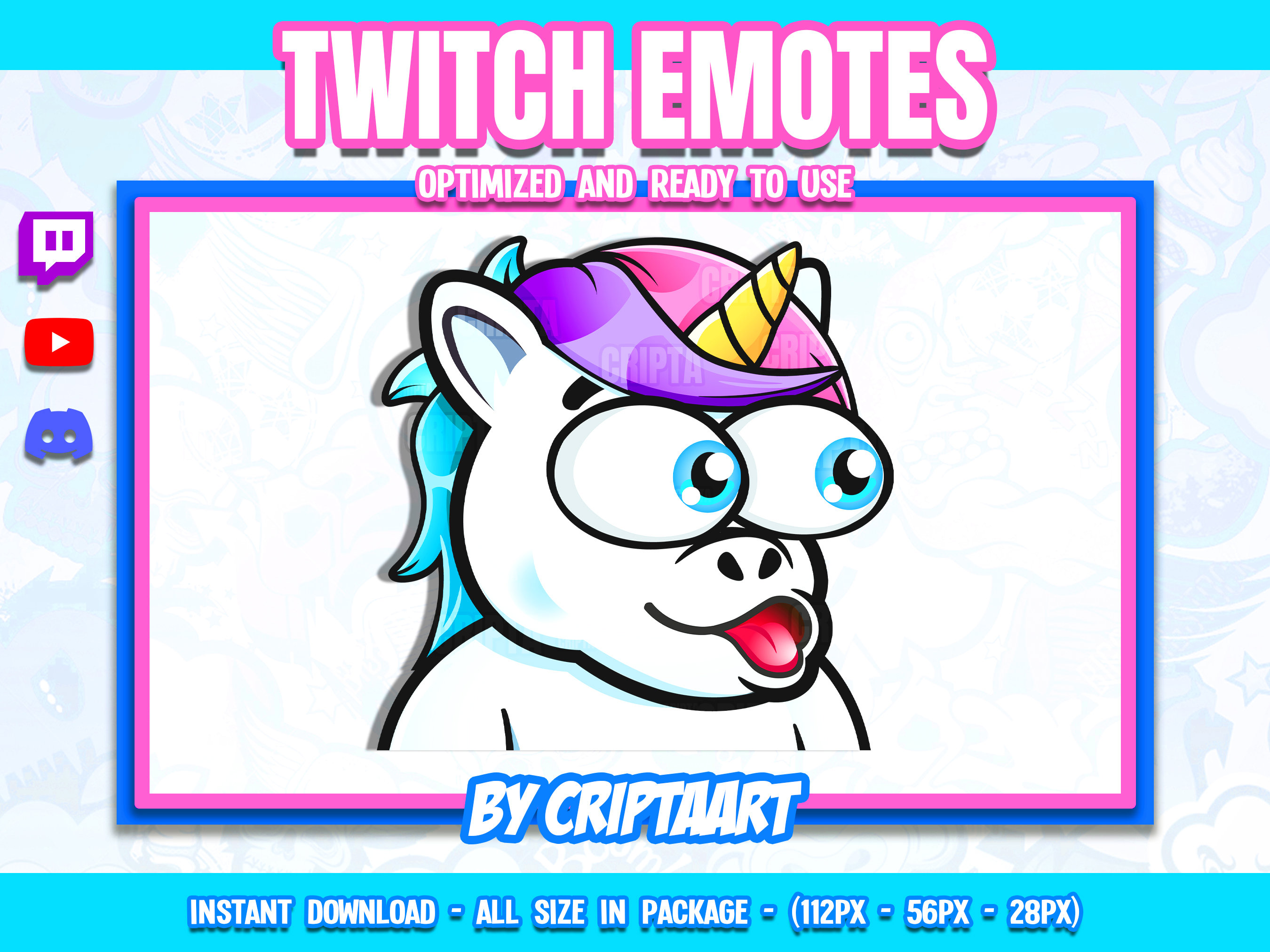 Chibi Unicorn Pog Emote, Kawaii Meme Icon, Twitch Discord Kick Youtube ...