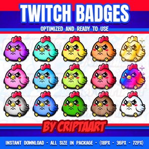 Chicken Sub Badges for Twitch, Discord, Kick, Youtube, Tiktok - Etsy