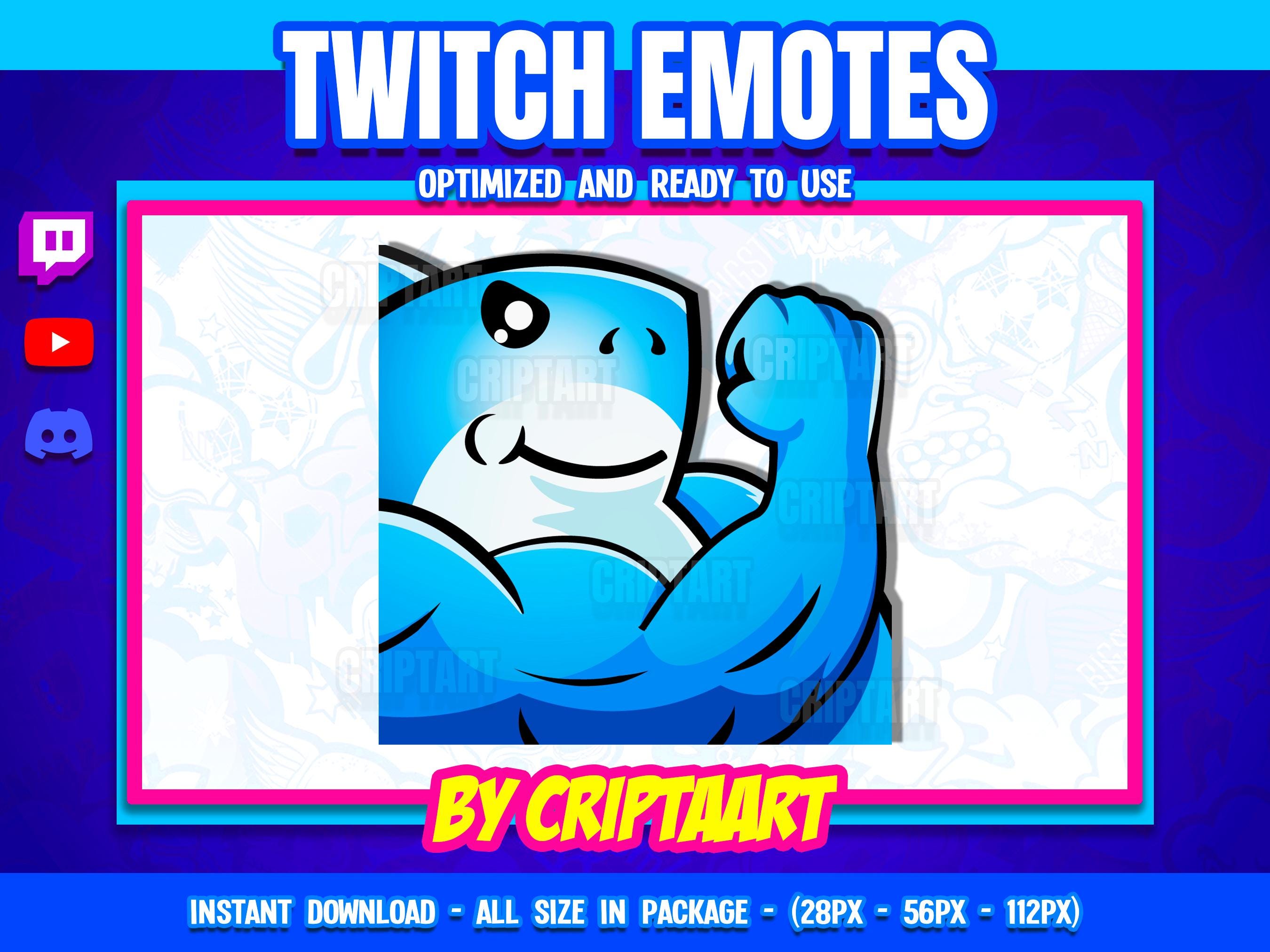 Shark Bicep Flex Twitch Emote, Strong Buff Emoji, Muscular, Power Up ...