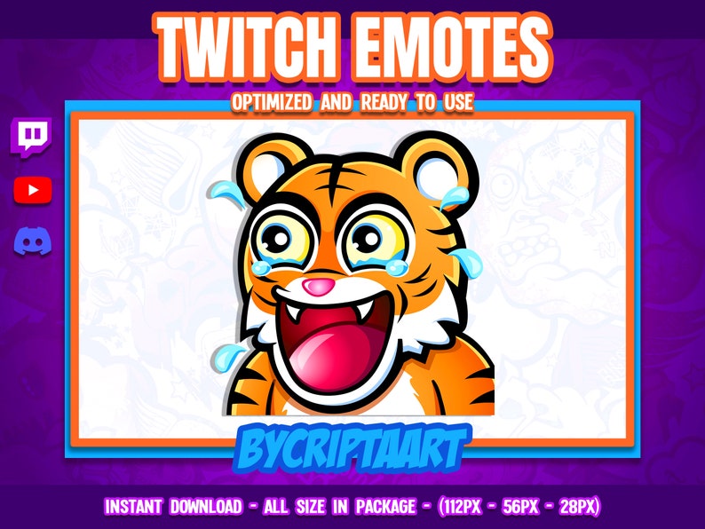 Chibi Laughing Tiger Emote for Kawaii Streamers - Funny Sub Emoji for ...