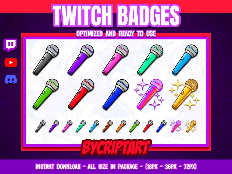 Microphone Twitch Badges Music Bit Badges Podcast Cheers Subscribers Item For Stream