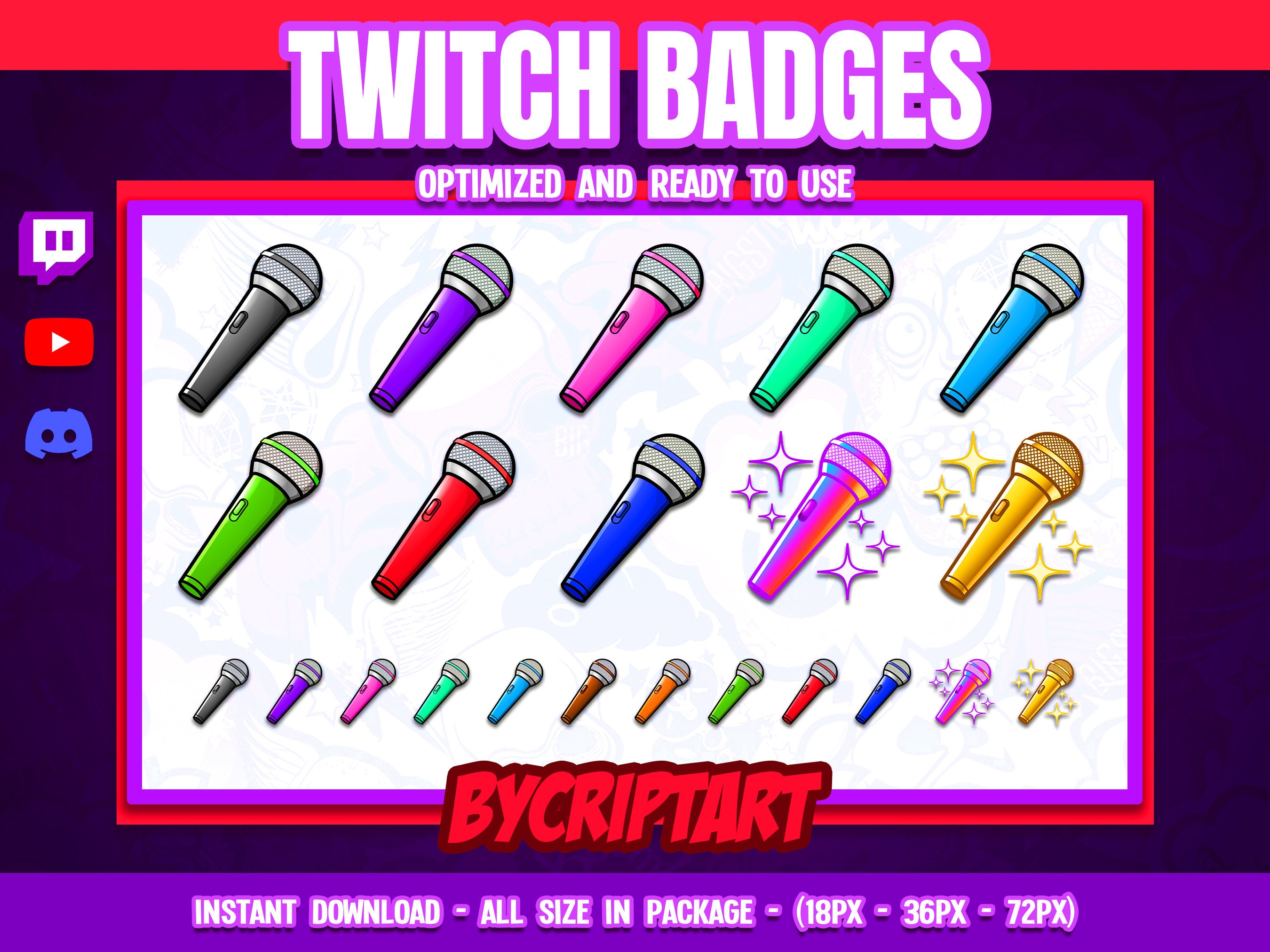 Microphone Twitch Badges, Music Bit Badges, Podcast, Cheers ...