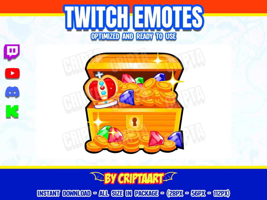 Chest Twitch Emote, Pirate Treasure Sub Emoji, Channel Points Cois ...
