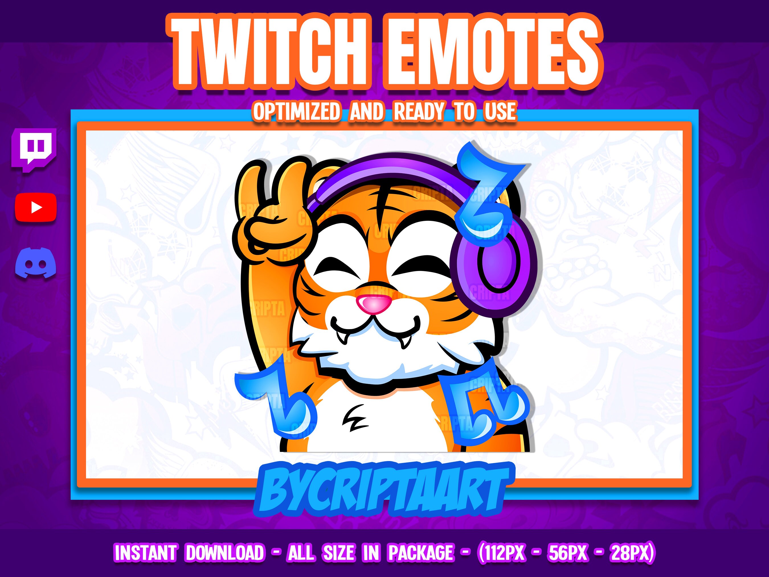 Tiger Disco Jam Twitch Emote, Music, Channel Points Chibi / Stream ...