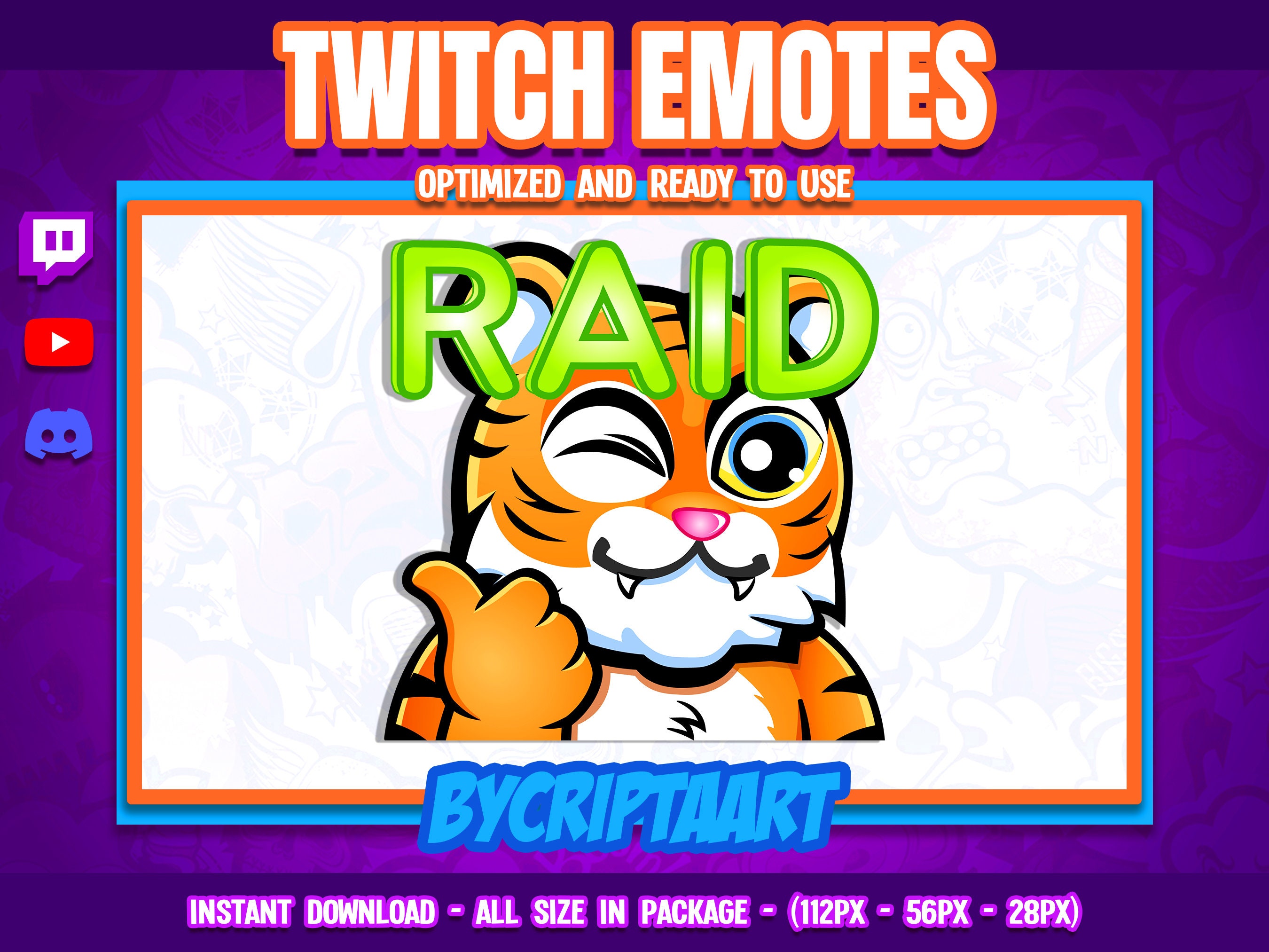 Twitch Emotes / Cute Tiger Raid Emoji Stream, Discord, Kick, Youtube - Etsy