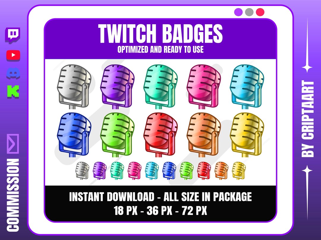 Microphone Twitch Badges for Music Streamers - Melody Loyalty Badges ...