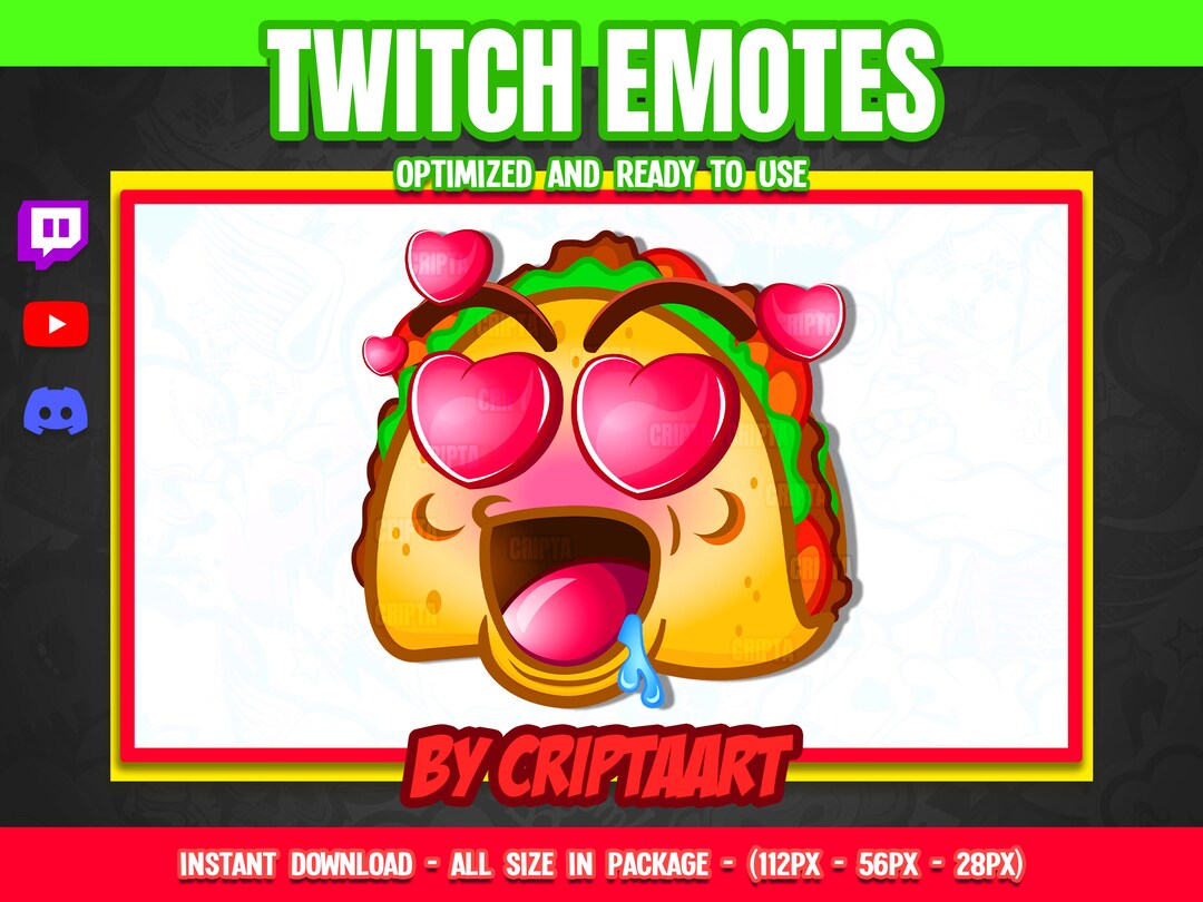 Taco Love Twitch Emote, Heart Emoji, Channel Points Fast Food ...