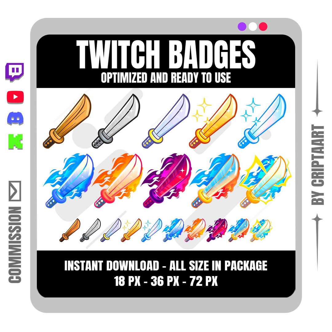 Katana Sub Badges for Twitch – Japanese Sword Badges for Kick and ...