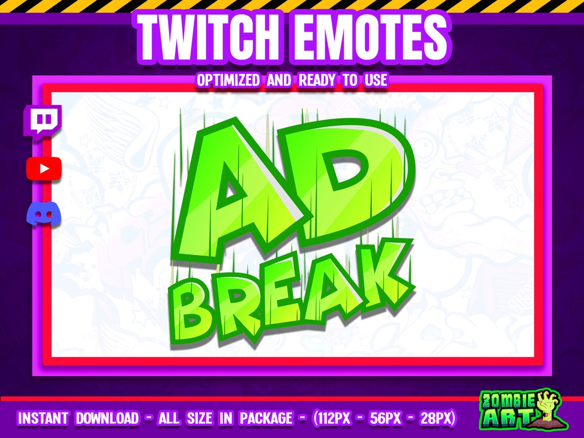 Ad Break Twitch Emote, Text Sub Emoji, No Subscription, Bits, Items for ...