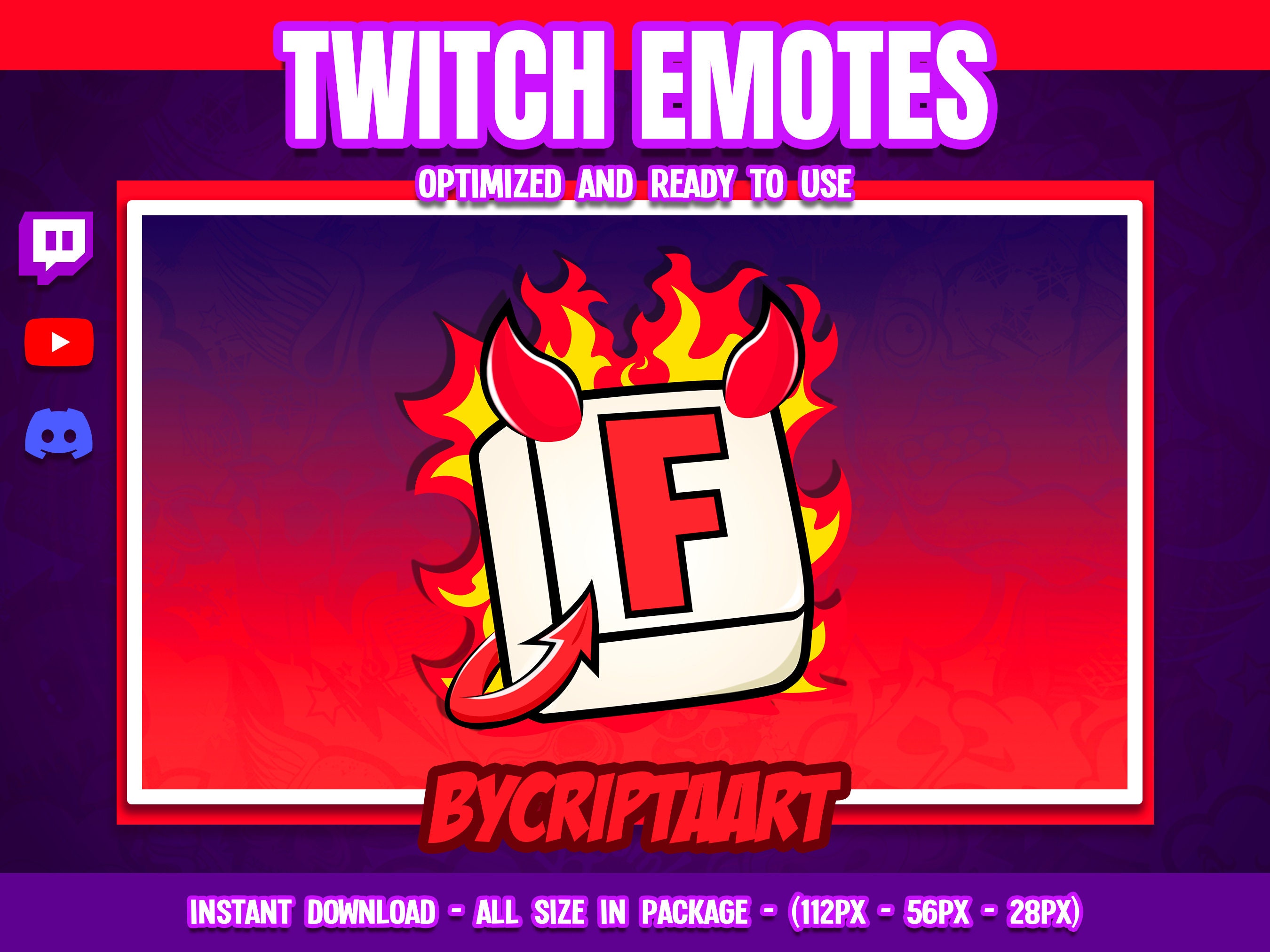 Keyboard F Twitch Emote, F in the Chat Sub Emoji, Evil, Icons for ...