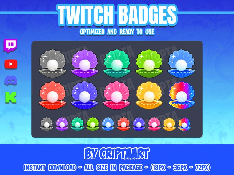 Pearl Shell Twitch Badges, Ocean Sea, Cheers, Subscribers/stream ...