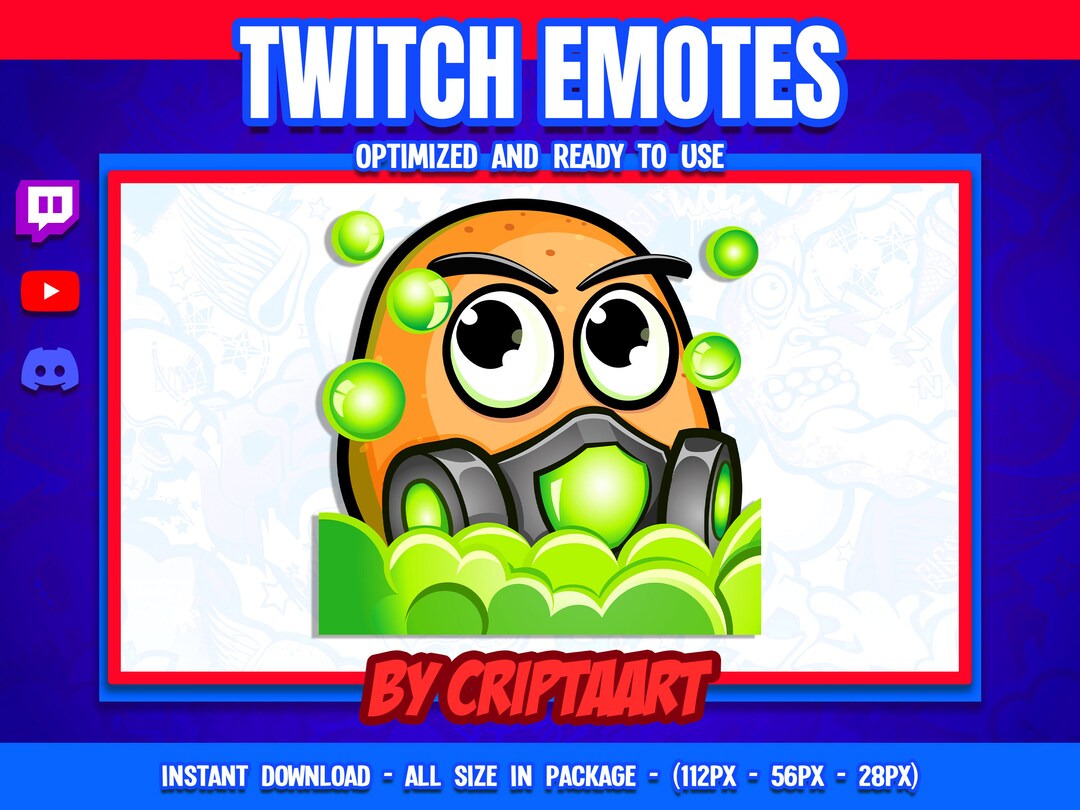 Potato Toxic Twitch Emote, Gas Mask Emoji, Jealous, Food Channel Points ...