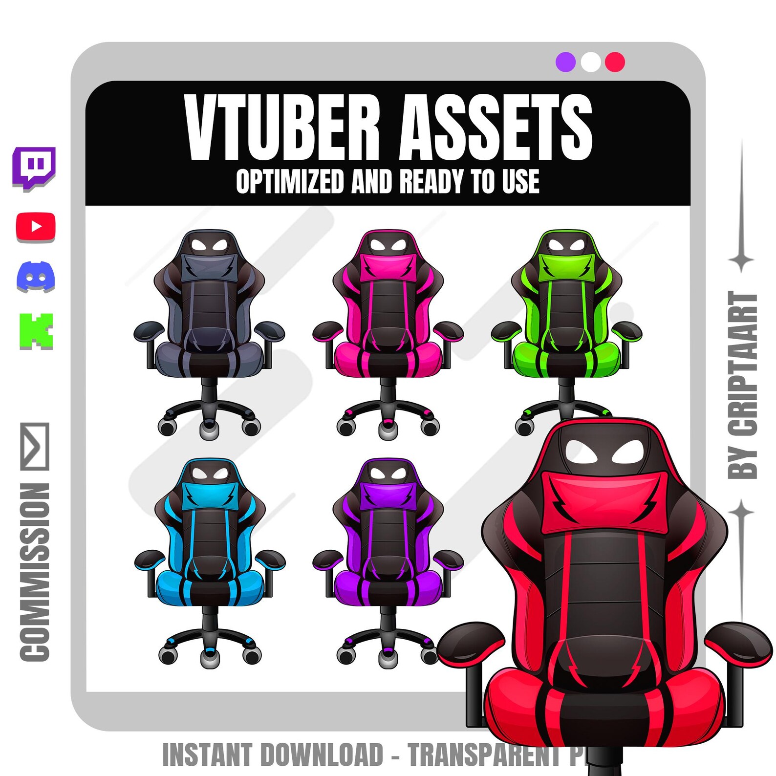 Vtuber Gaming Chairs | Streamer Assets for Twitch, OBS, Discord ...