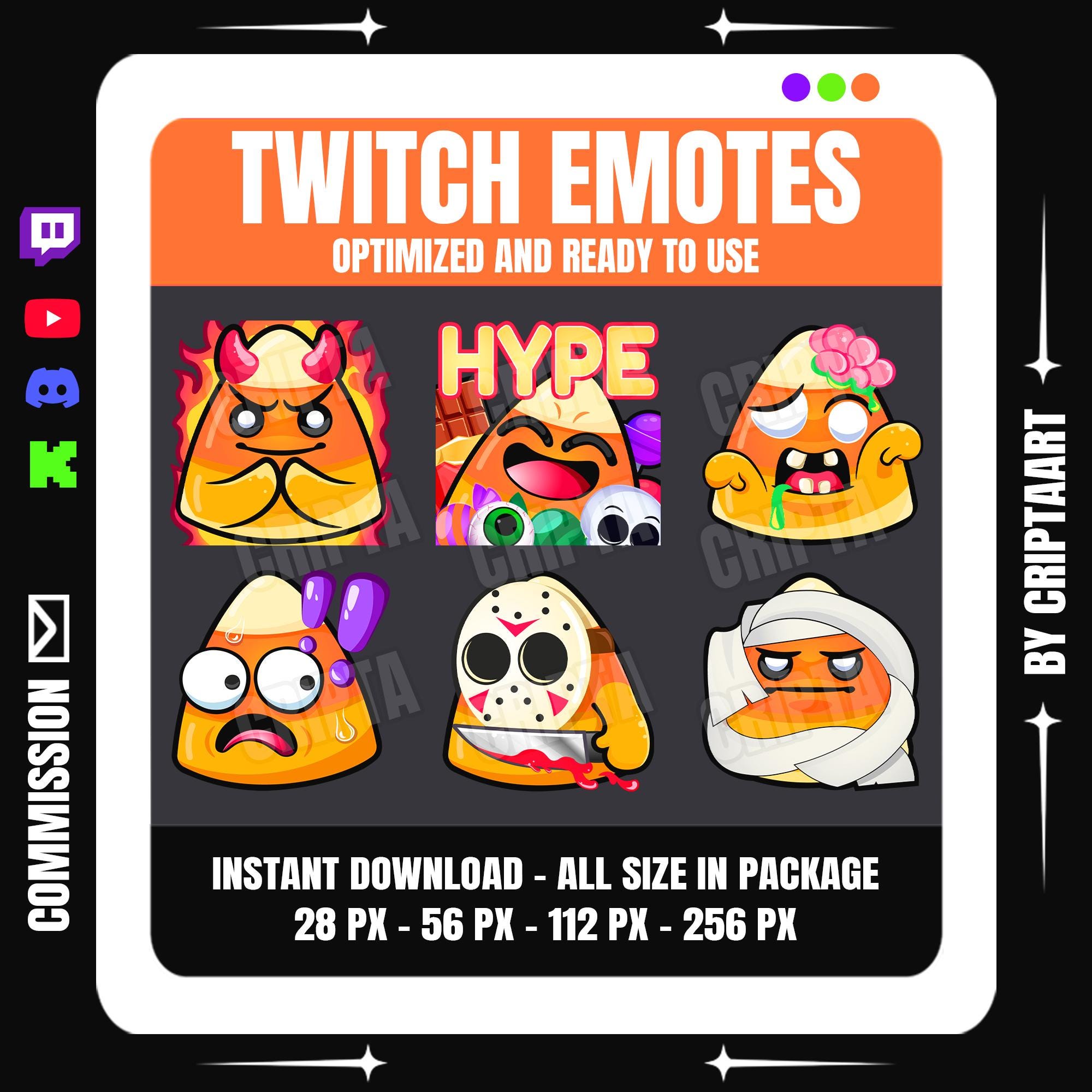Candy Corn Emotes Pack - Twitch, Discord, Youtube Halloween Stream ...