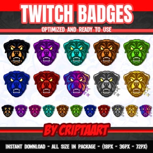 Rottweiler Twitch Badges, Dog Bit Badges, Animal Loyalty Emblem, Cheers ...