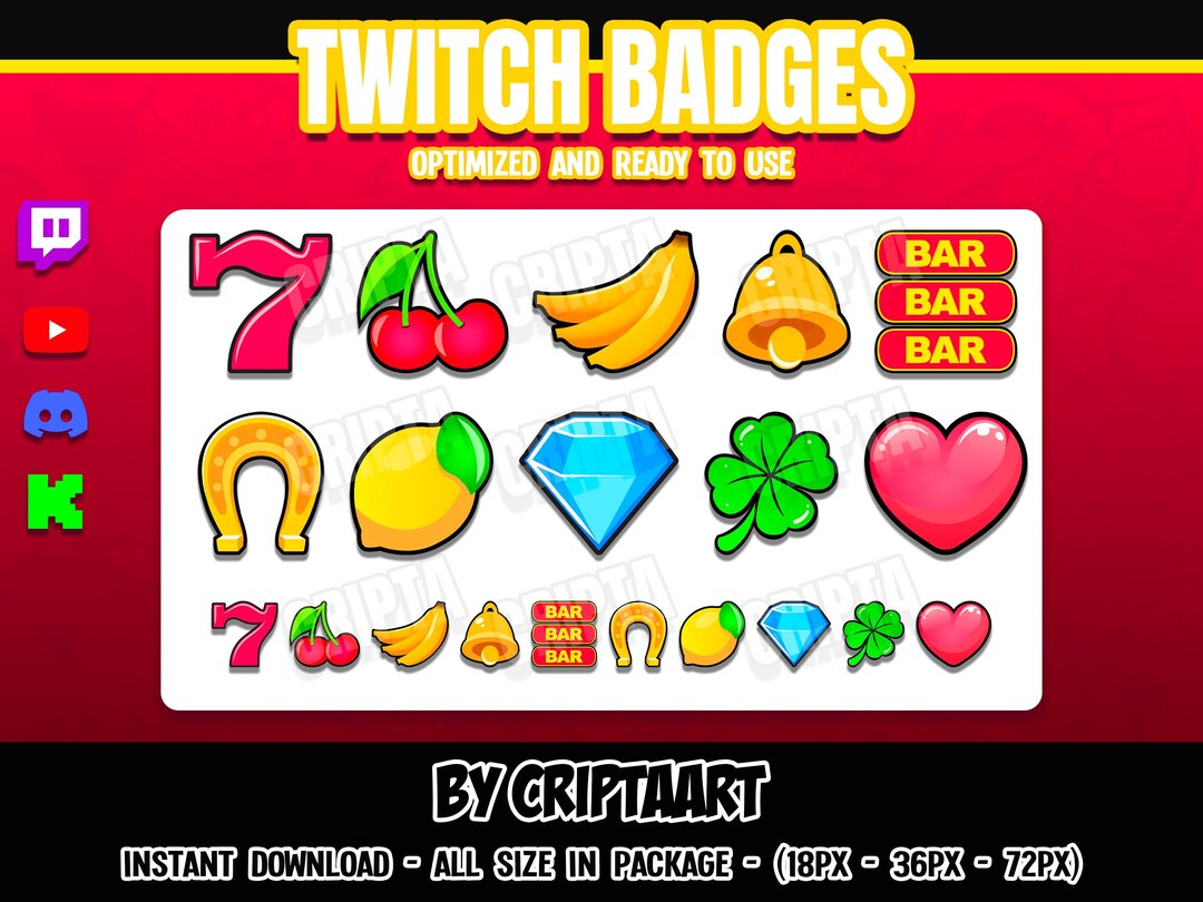 Slot Machine Symbols Twitch Badges, Casino, Cheers, Subscribers ...