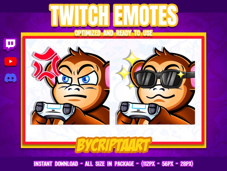 Twitch Emotes, Gaming Rage, Monkey Joystick, Angry, GG, Kawaii Animals ...