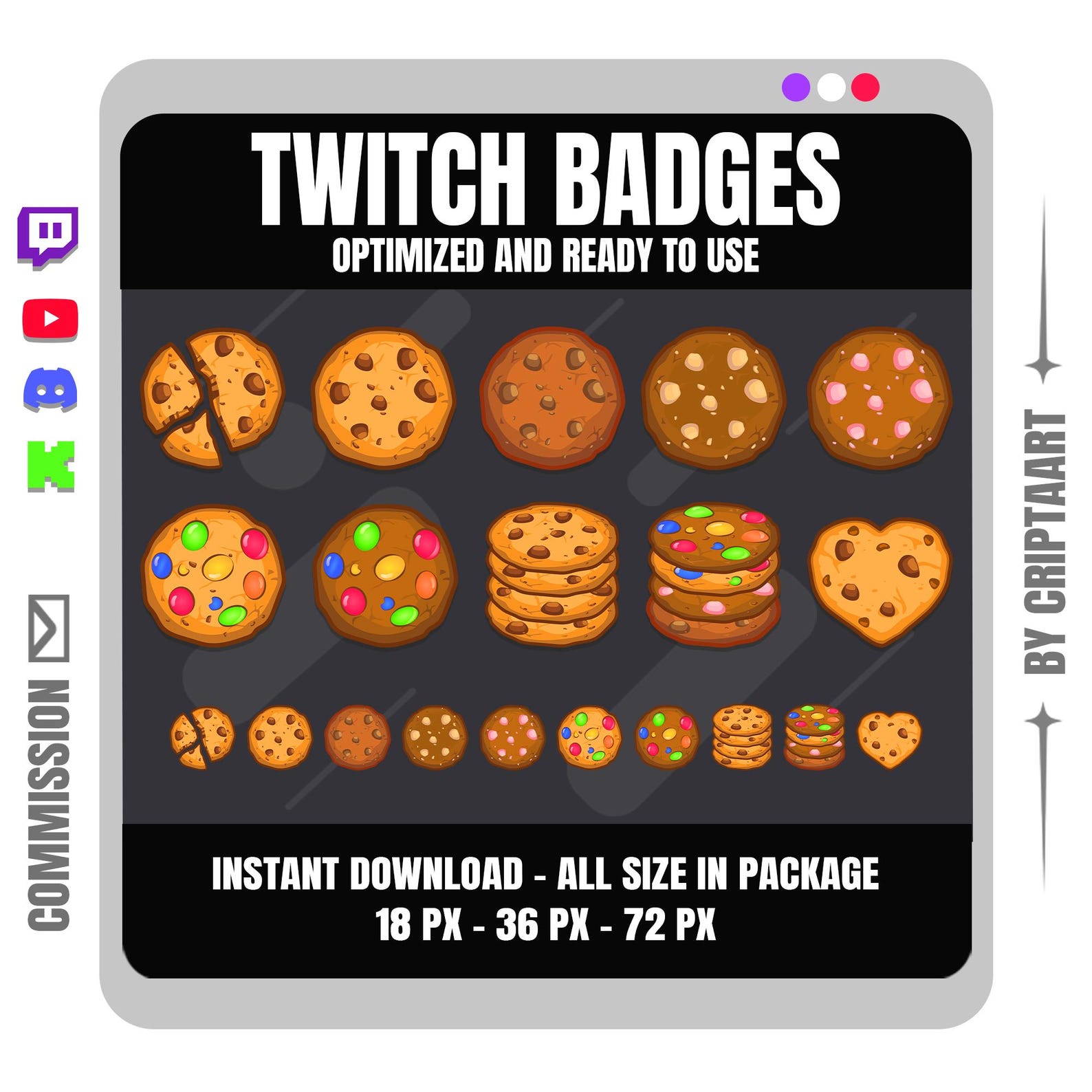 Cookie Twitch Badges for Streamers – Subscriber - Discord Roles Youtube ...