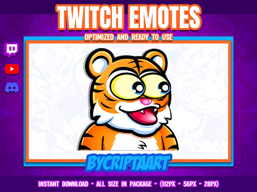 Tiger POG Twitch Emote,, meme pogger emoji, kawaii animals, icon for ...