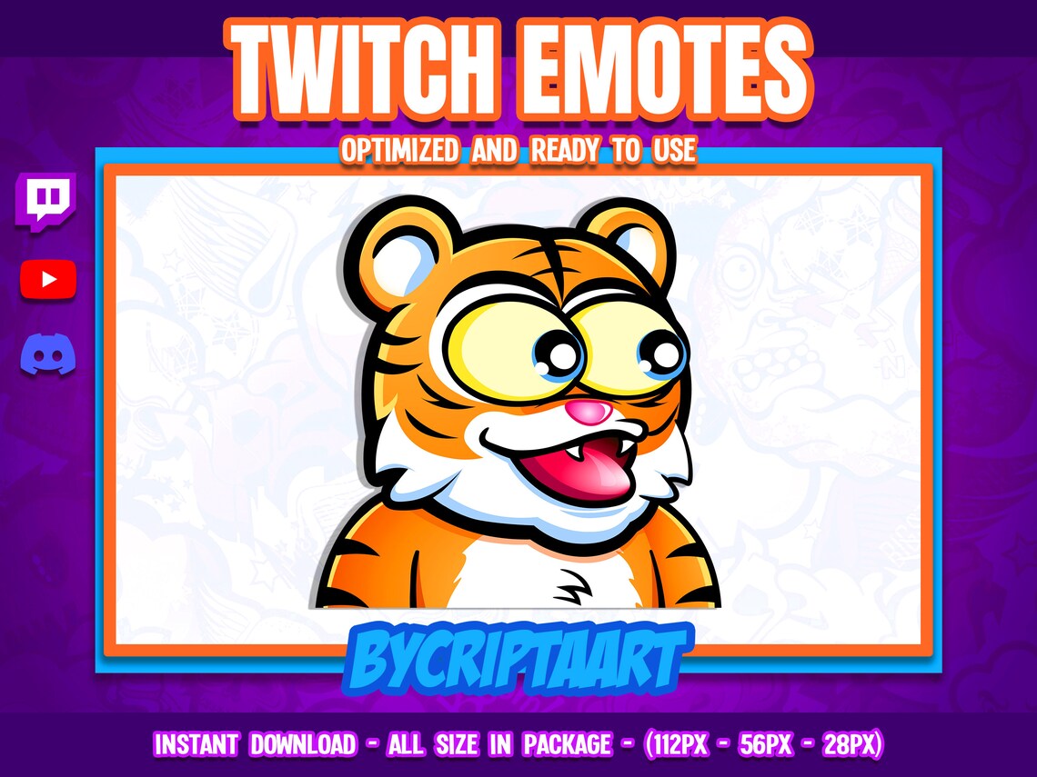 Tiger POG Twitch Emote,, Meme Pogger Emoji, Kawaii Animals, Icon for ...