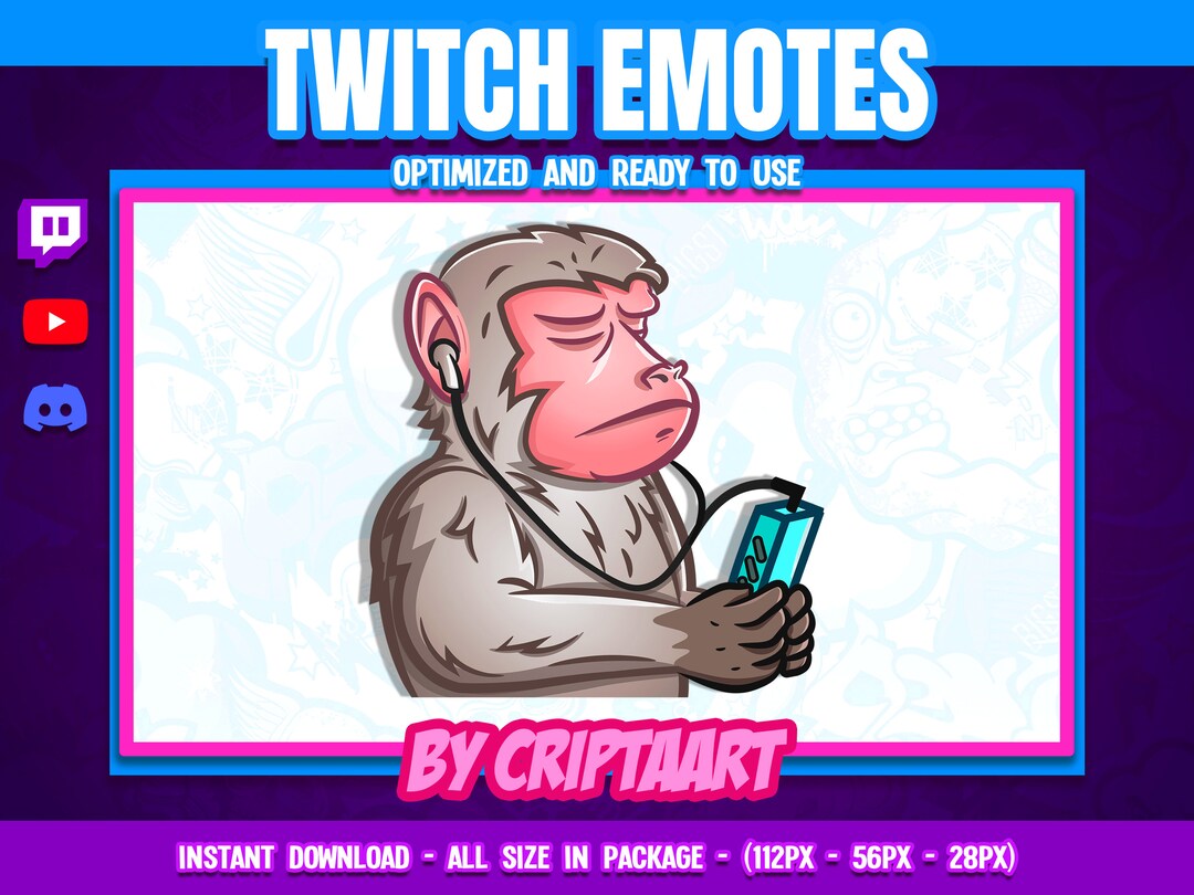 Monkey Walkman Meme Twitch Emote Listening to the Music, Disco Jam ...