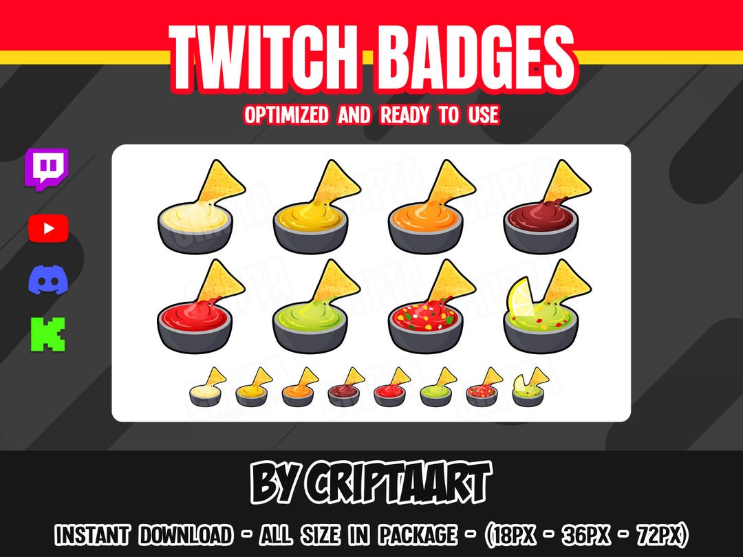 Nachos Sub Badges | Funny Spicy Food Twitch Badges for Streamers ...