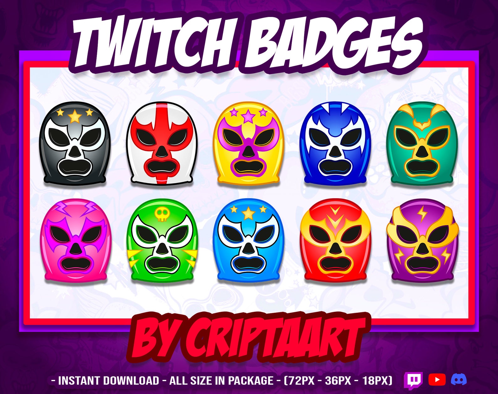 Twitch Badges / Masks Wrestle / Sports / Stream Graphics / - Etsy España