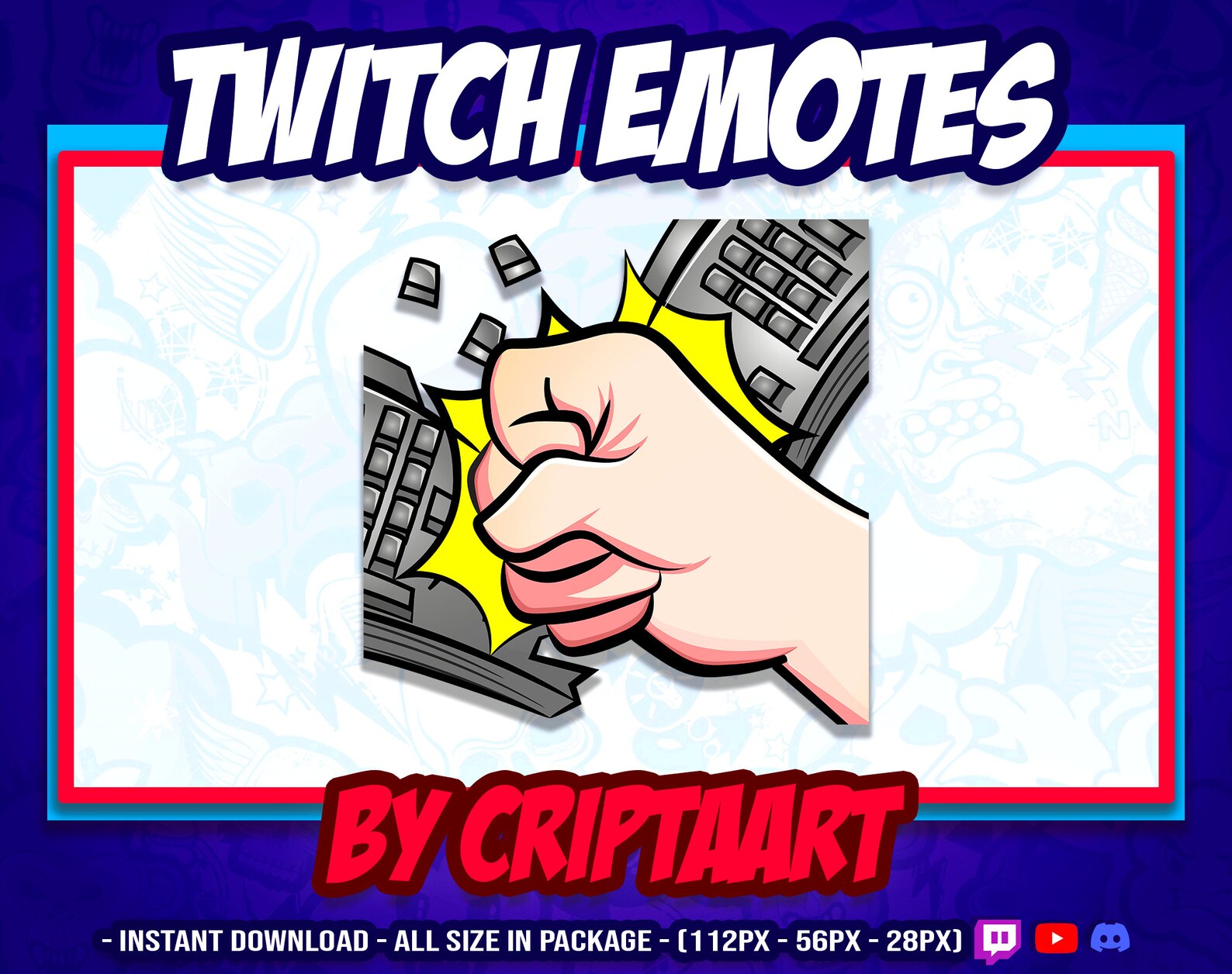 Twitch Emote / Rage Emote / broken Keyboard / fist / Bang - Etsy España