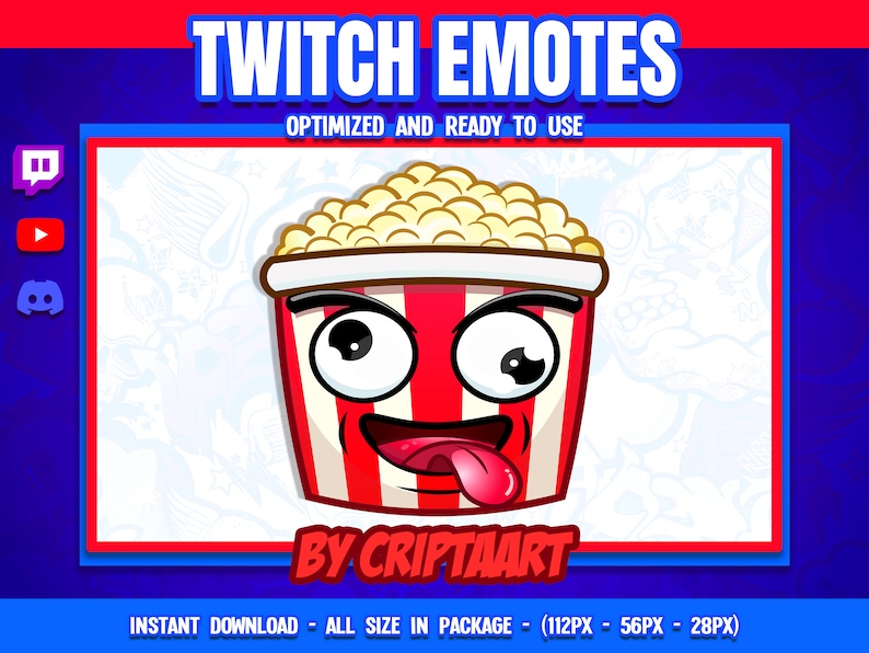 Dumb Popcorn Twitch Emotes, Derp Emoji, Cinema Food Icon, Mocking ...