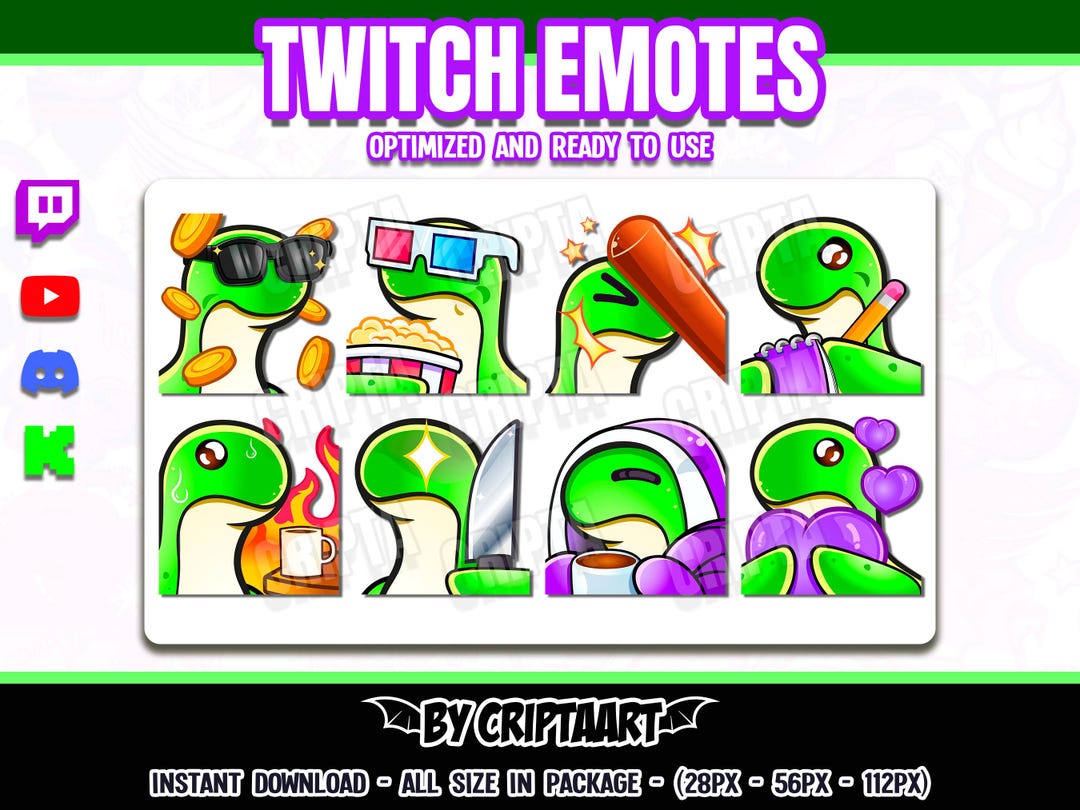 Kawaii Loch Ness Monster Emote Pack for Mythical Streamers - Chibi Sub ...